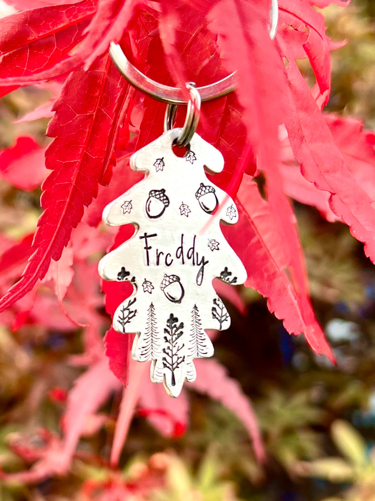 FALLING ACORNS • Personalised Pet ID Tag / Keyring – Wild Pup Shop